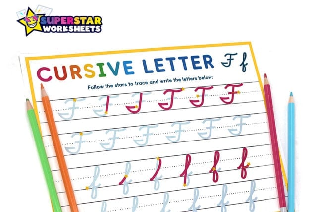 Cursive F - Superstar Worksheets