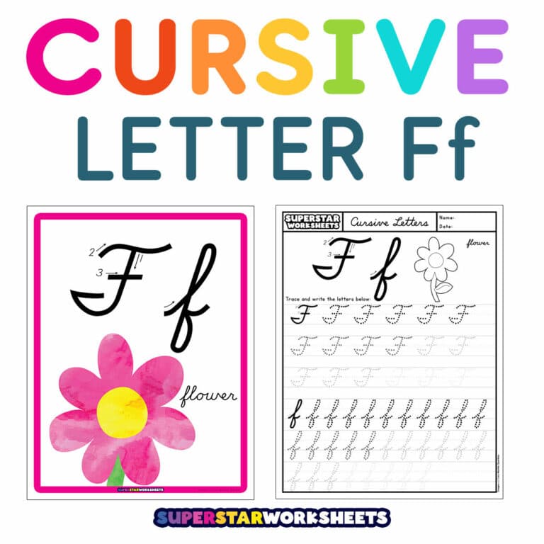 Cursive F - Superstar Worksheets
