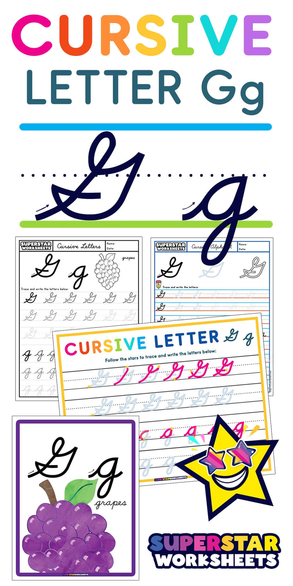 Cursive G - Superstar Worksheets