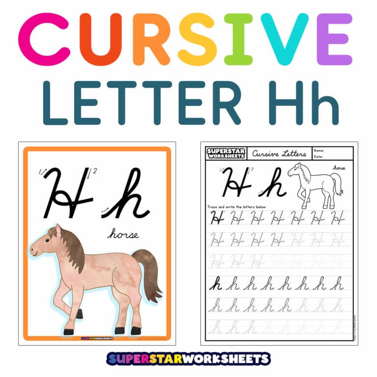 Cursive H - Superstar Worksheets