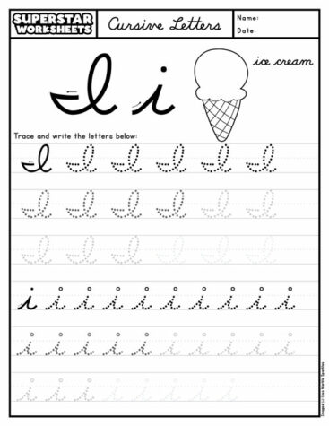 Cursive I - Superstar Worksheets