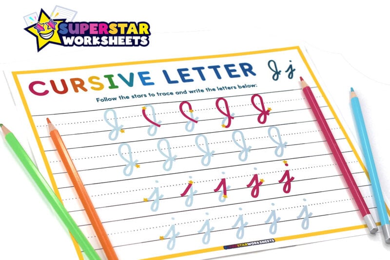 Cursive J - Superstar Worksheets