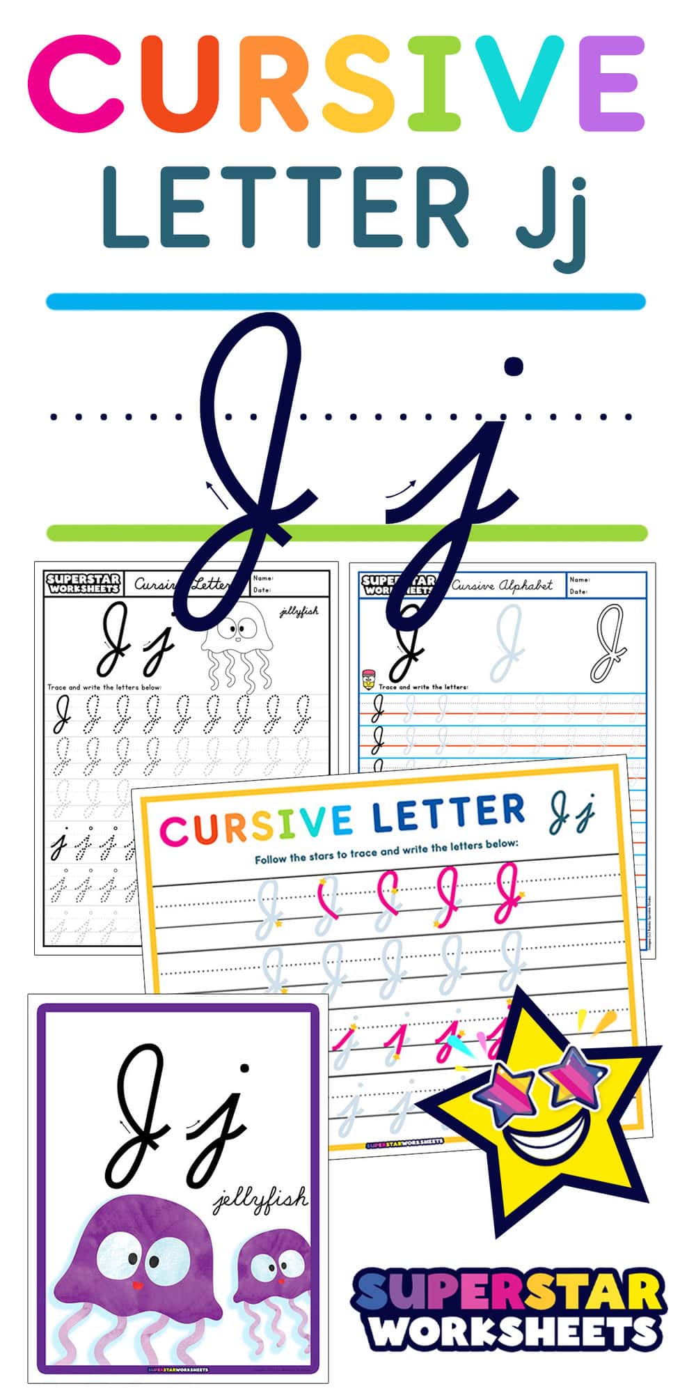 Cursive J - Superstar Worksheets