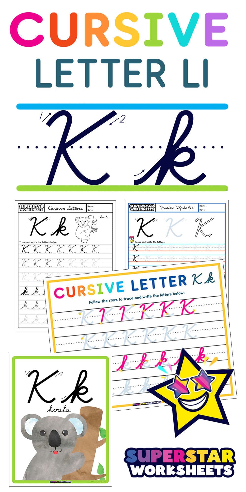 Cursive K - Superstar Worksheets