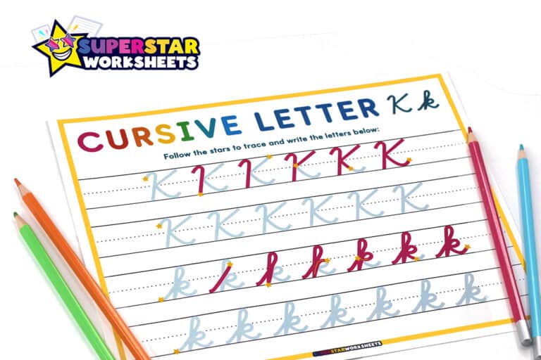 Cursive K - Superstar Worksheets