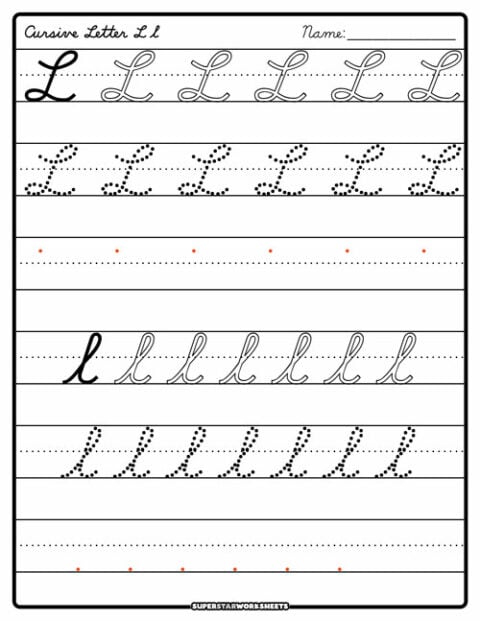 Cursive L - Superstar Worksheets