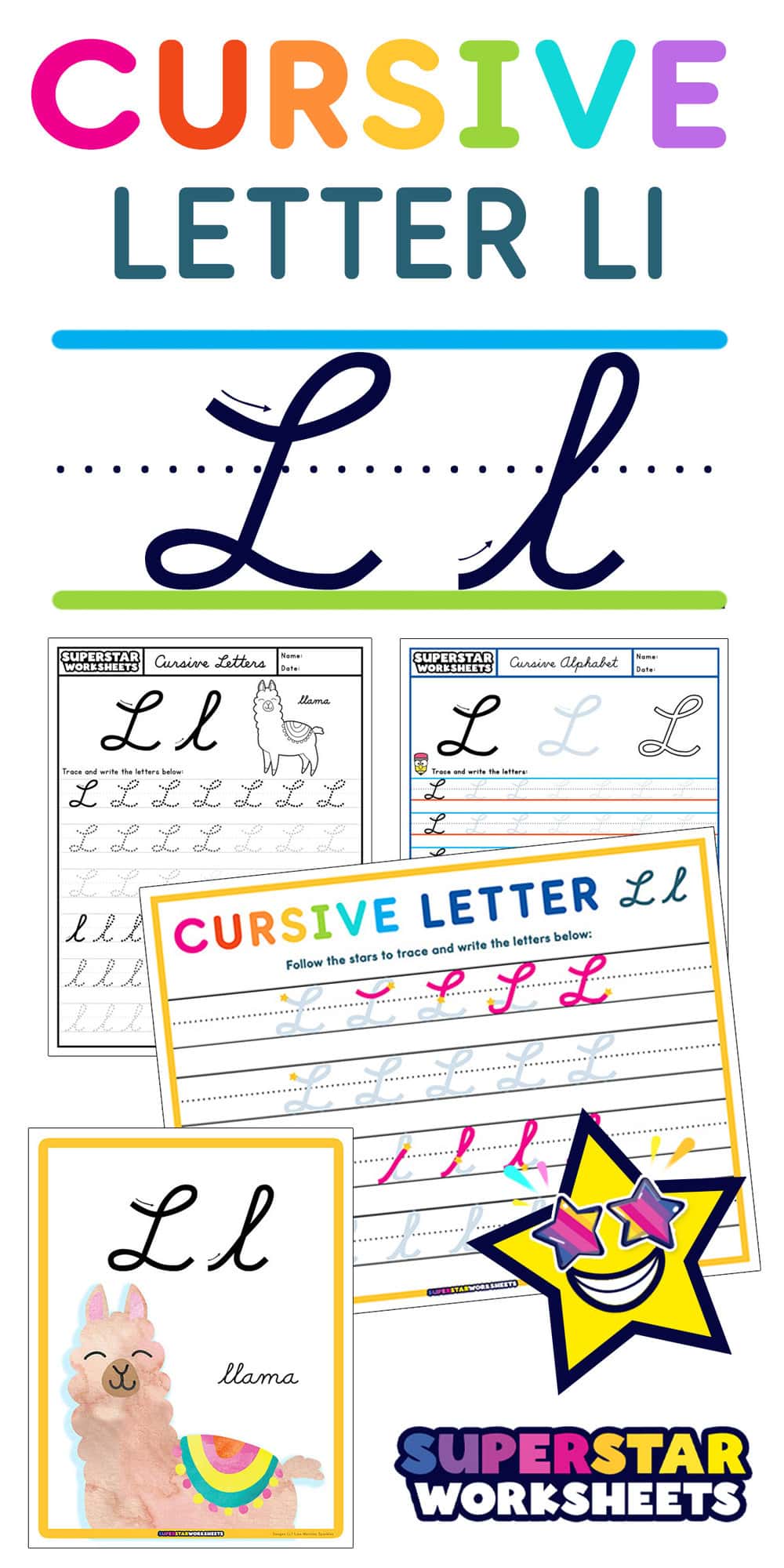 Cursive L - Superstar Worksheets