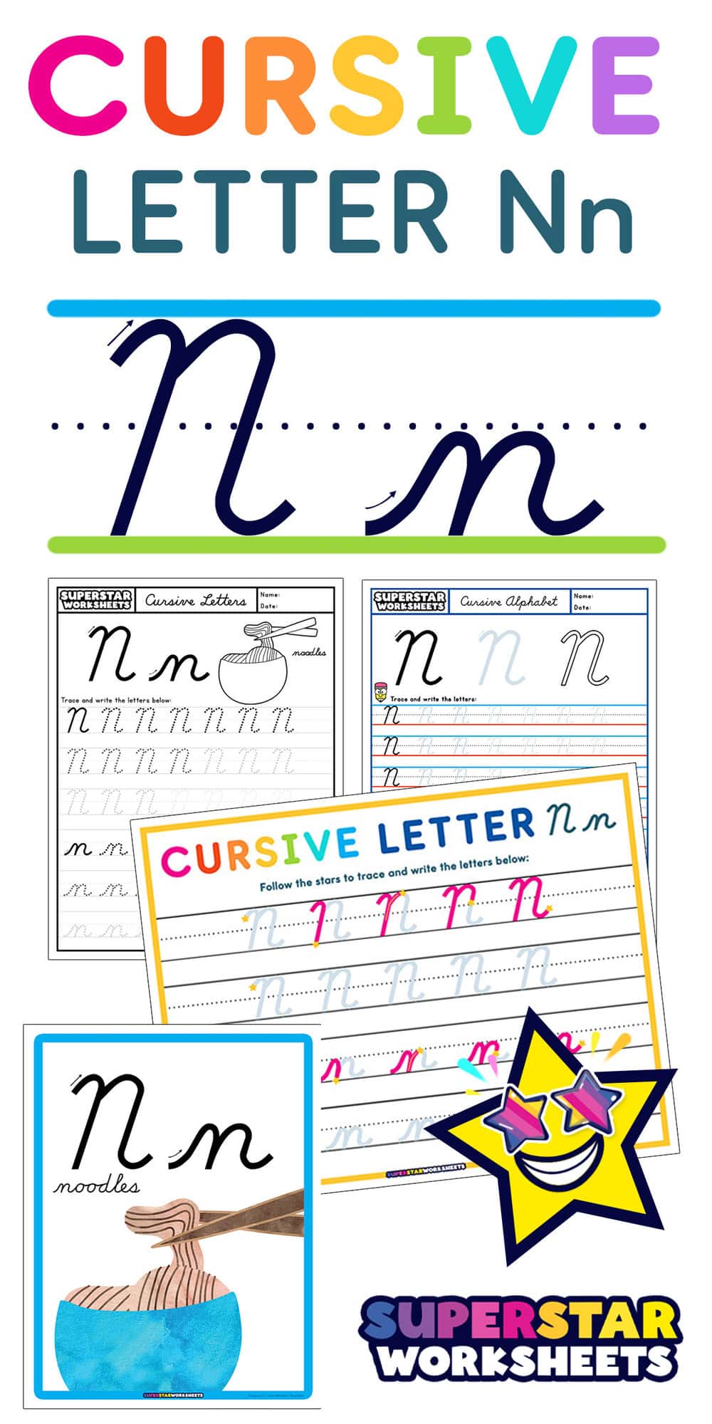 Cursive N - Superstar Worksheets