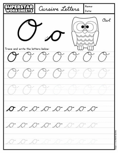 Cursive O - Superstar Worksheets
