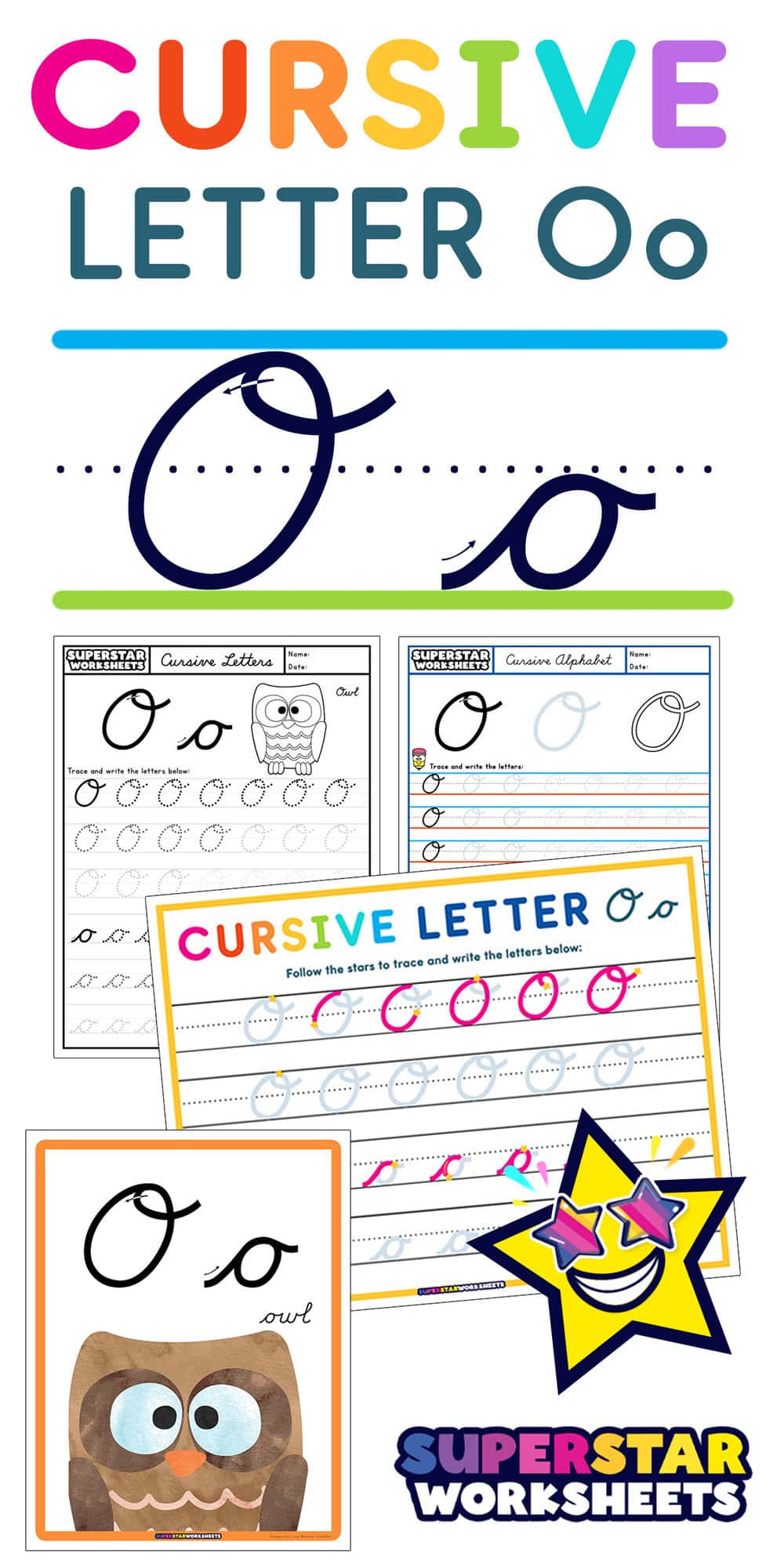 Cursive O - Superstar Worksheets