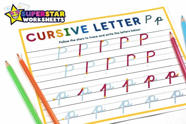 Cursive P - Superstar Worksheets