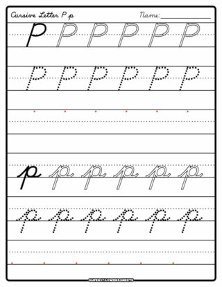 Cursive P - Superstar Worksheets