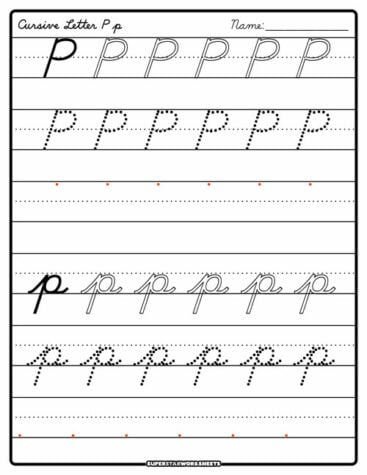 Cursive P - Superstar Worksheets