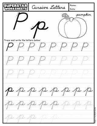 Cursive P - Superstar Worksheets