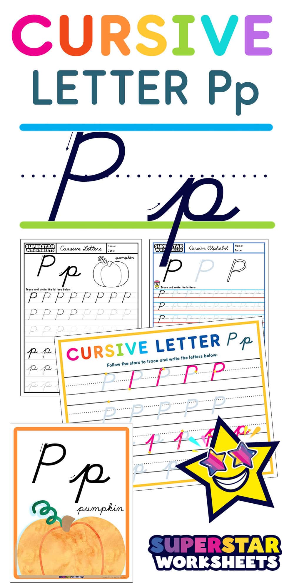 Cursive P - Superstar Worksheets
