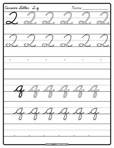 Cursive Q - Superstar Worksheets