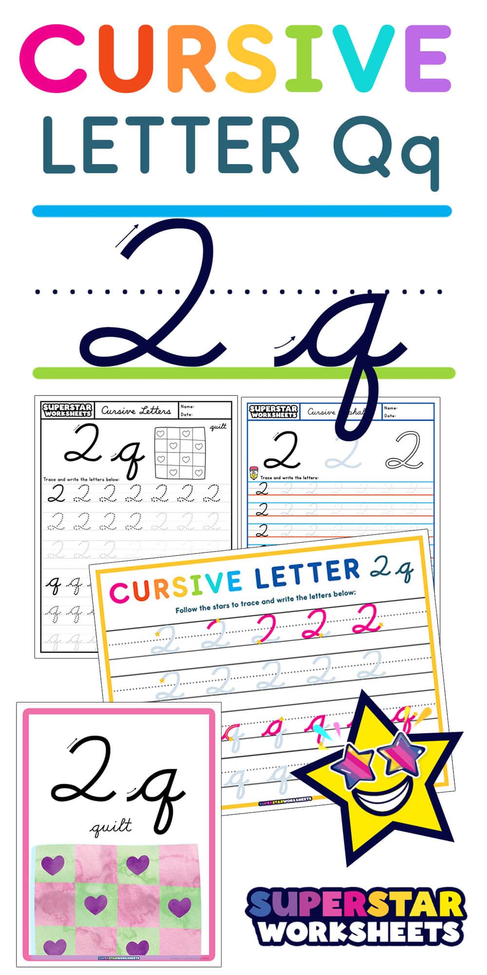 Cursive Q - Superstar Worksheets