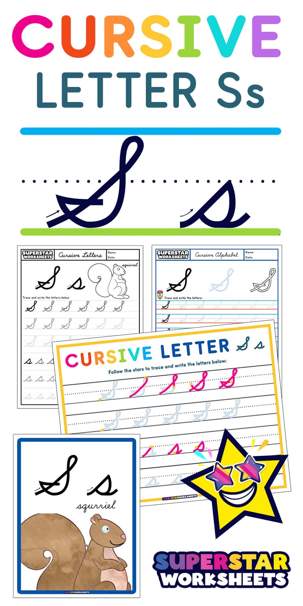Cursive S - Superstar Worksheets