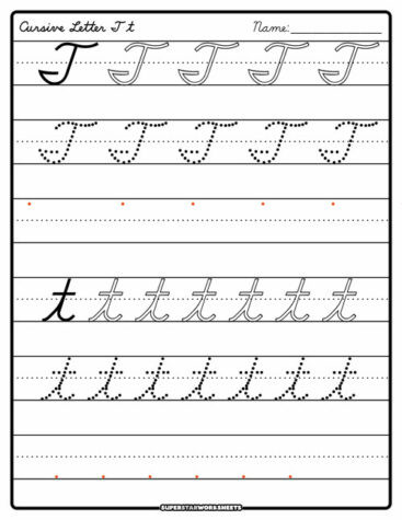 Cursive T - Superstar Worksheets