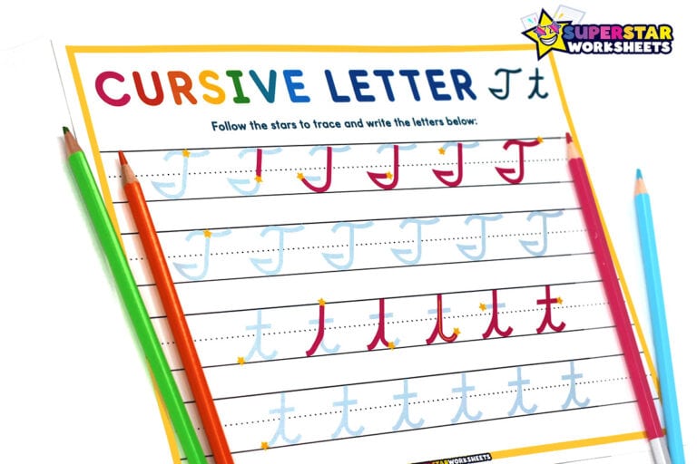 Cursive T - Superstar Worksheets