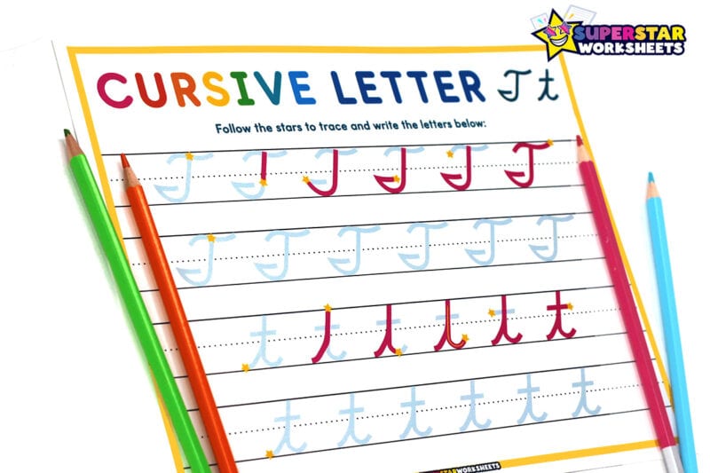 Cursive T - Superstar Worksheets