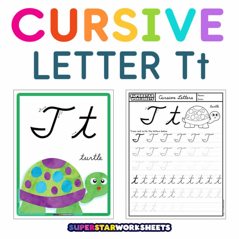 Cursive T - Superstar Worksheets