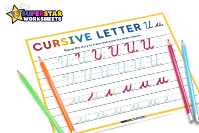 Cursive U - Superstar Worksheets