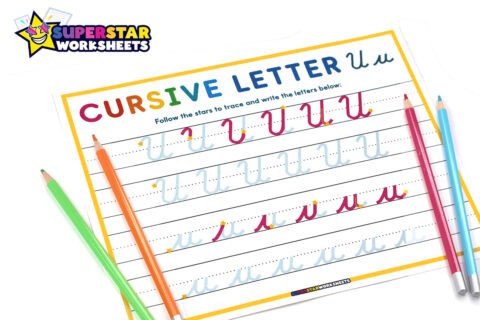 Cursive U - Superstar Worksheets