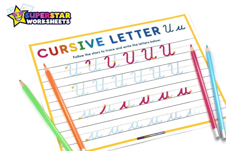 Cursive U - Superstar Worksheets
