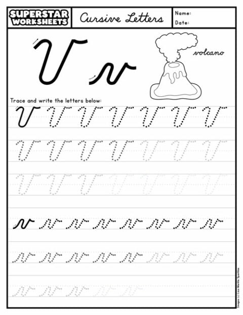 Cursive V - Superstar Worksheets