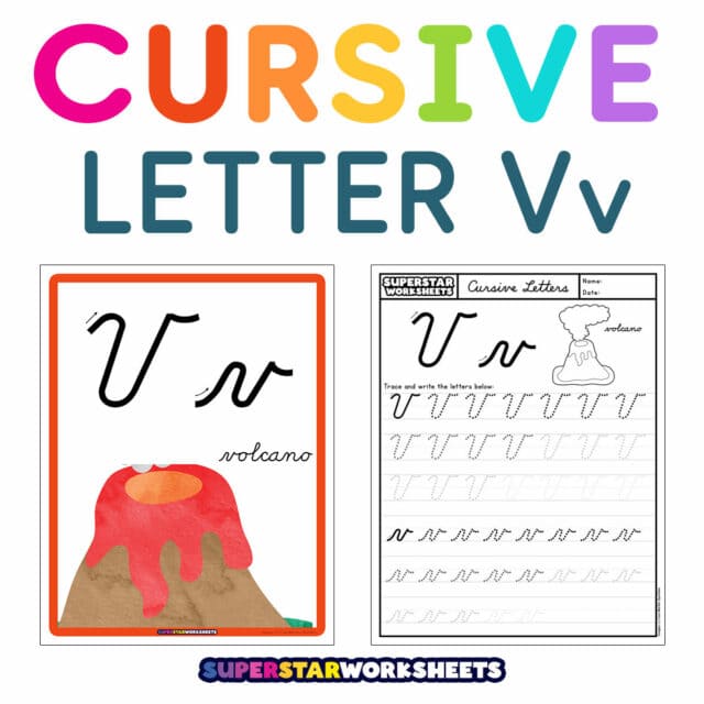 Cursive V - Superstar Worksheets