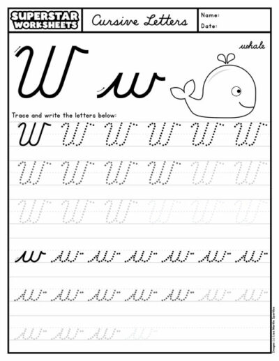 Cursive W - Superstar Worksheets