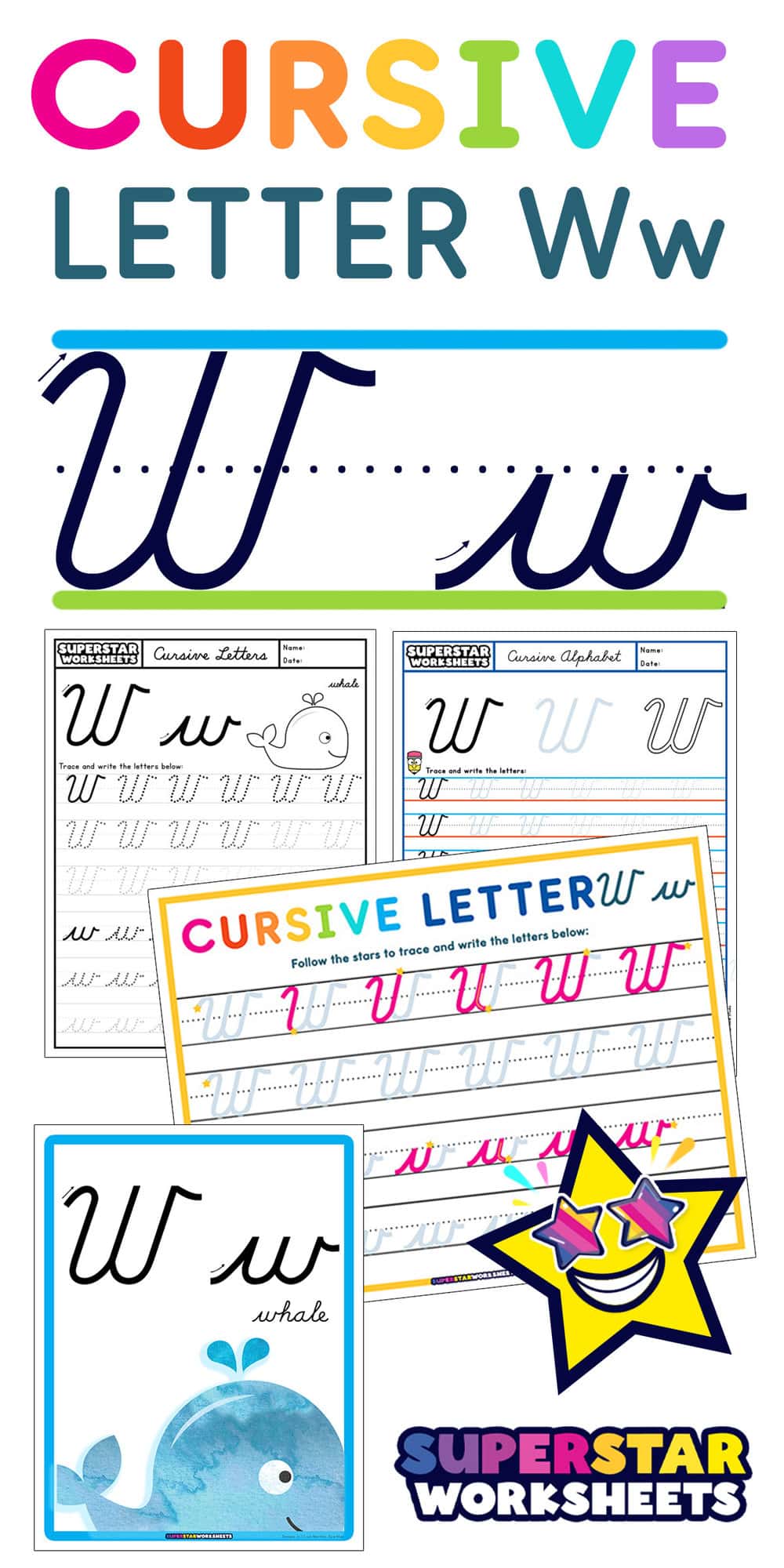 Cursive W - Superstar Worksheets