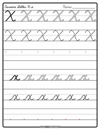 Cursive X - Superstar Worksheets