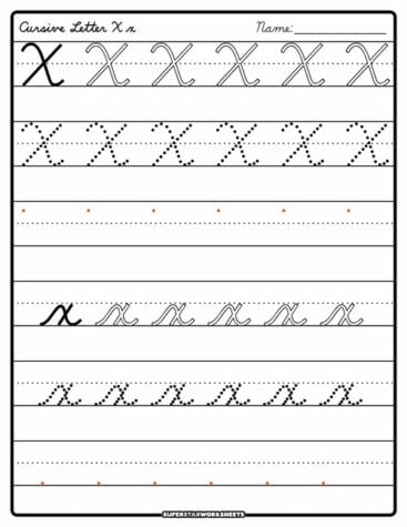 Cursive X - Superstar Worksheets