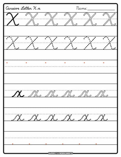 Cursive X - Superstar Worksheets