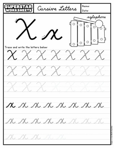 Cursive X - Superstar Worksheets