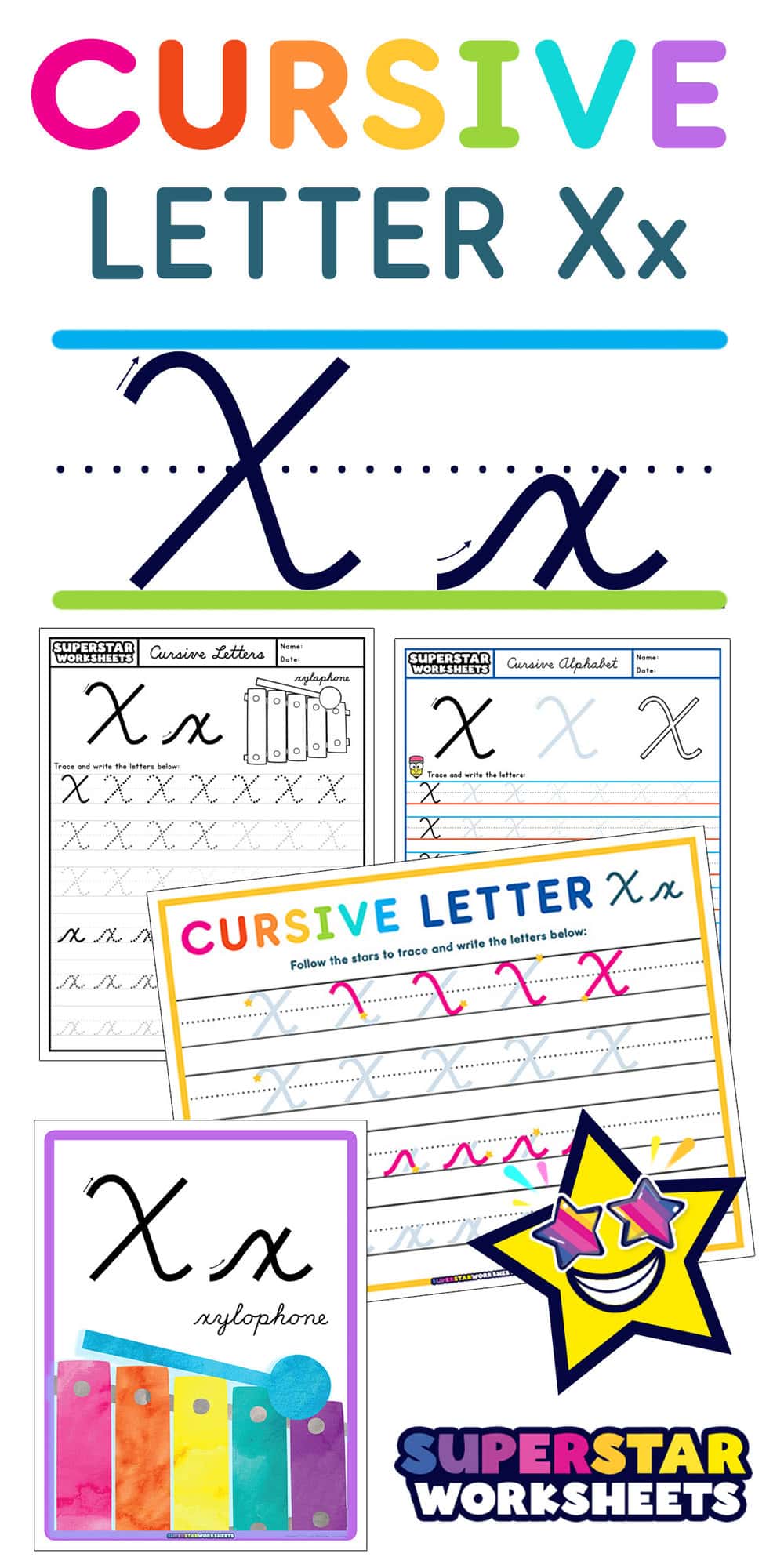 Cursive X - Superstar Worksheets