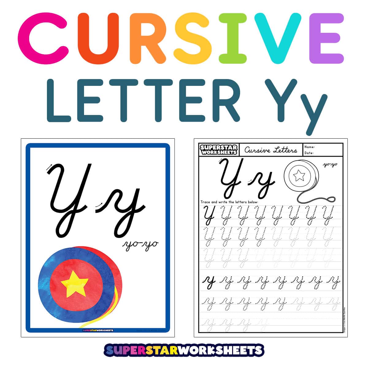 Cursive Y - Superstar Worksheets