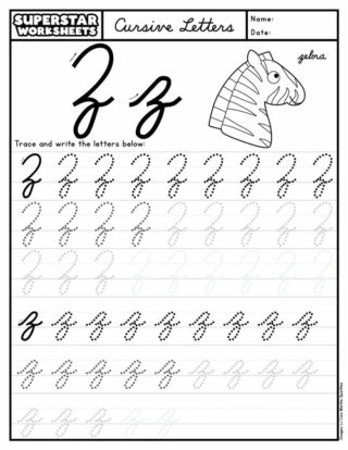 Cursive Z - Superstar Worksheets