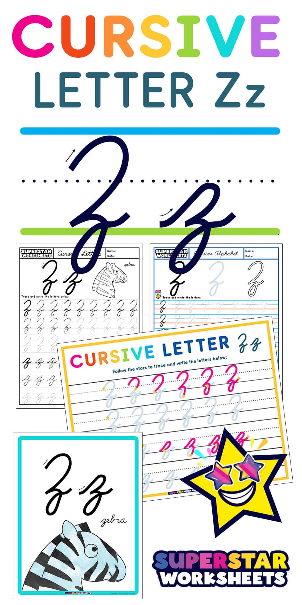 Cursive Z - Superstar Worksheets