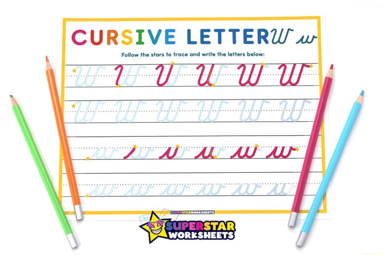 Cursive W - Superstar Worksheets