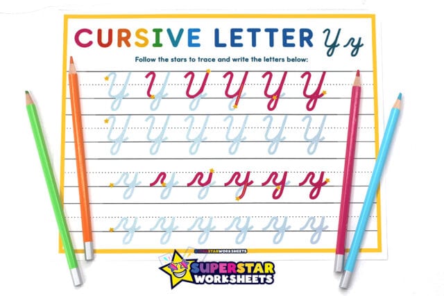 Cursive Y - Superstar Worksheets