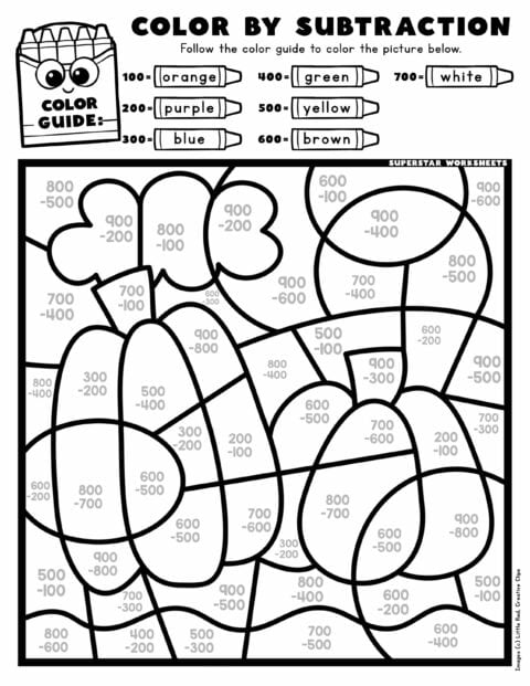 Fall Color By Number - Superstar Worksheets