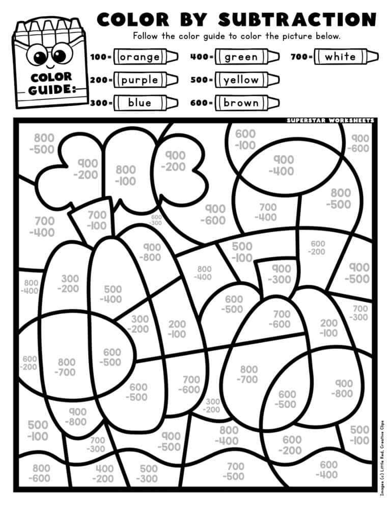 Fall Color By Number - Superstar Worksheets