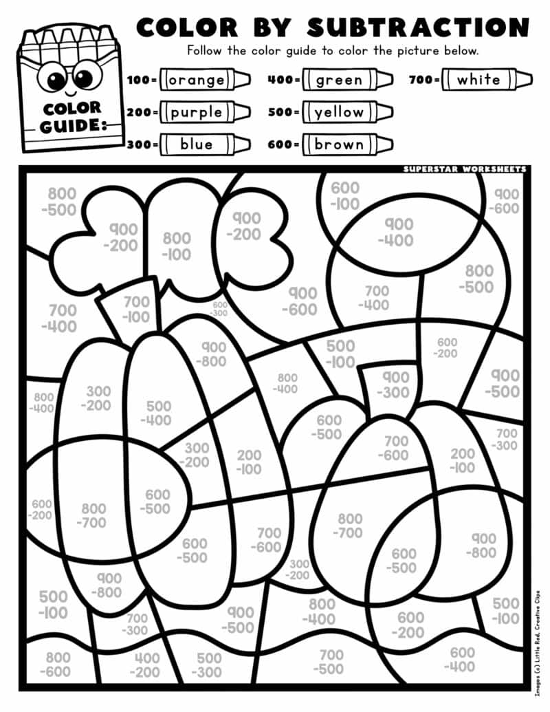 Fall Color By Number - Superstar Worksheets