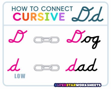 Cursive D - Superstar Worksheets