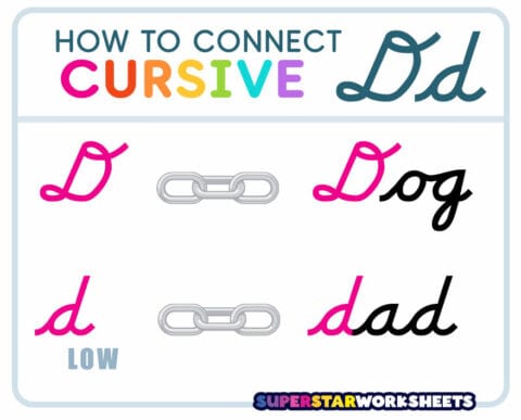 Cursive D - Superstar Worksheets