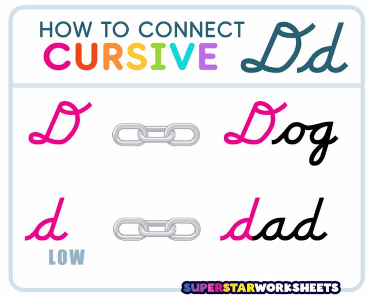 Cursive D - Superstar Worksheets