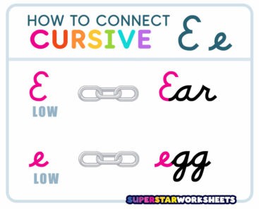 Cursive E - Superstar Worksheets